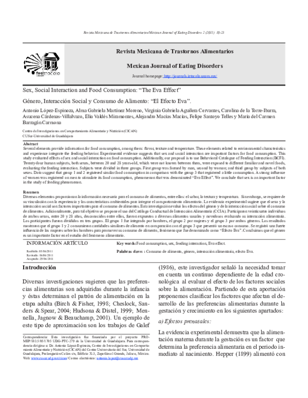 (PDF) Sex, social interaction and food consumption: “The Eva effect ...