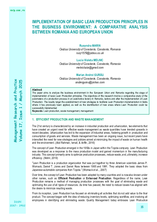 (PDF) IMPLEMENTATION OF BASIC LEAN PRODUCTION PRINCIPLES IN THE ...