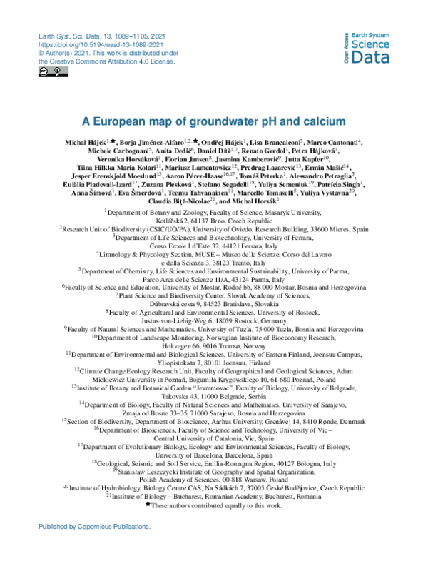 (PDF) A European map of groundwater pH and calcium