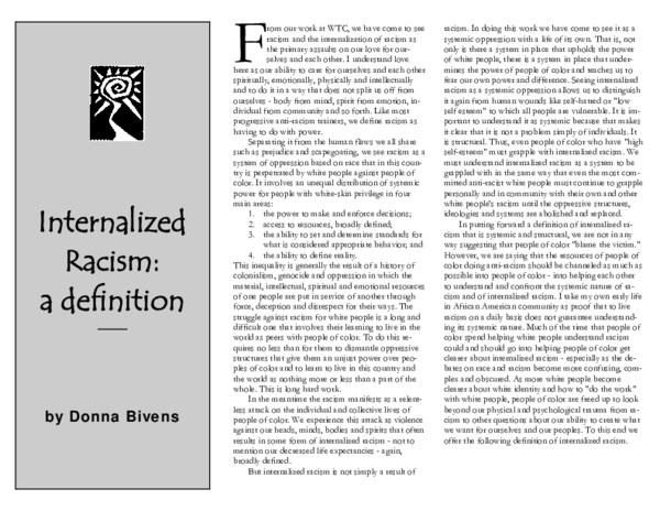 (PDF) Internalized racism a definition bivens