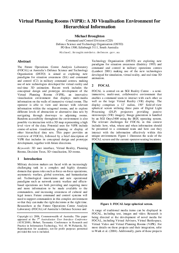 (PDF) Virtual planning rooms (ViPR): a 3D visualisation environment for ...
