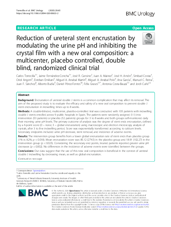 (PDF) Reduction of ureteral stent encrustation by modulating the urine ...