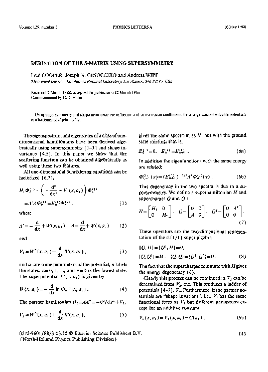 (PDF) Derivation of the S-matrix using supersymmetry