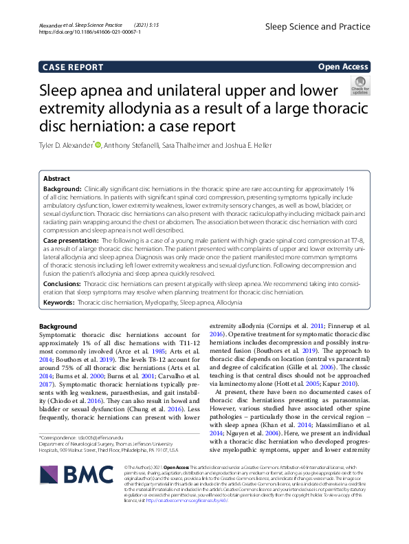 (PDF) Sleep apnea and unilateral upper and lower extremity allodynia as ...