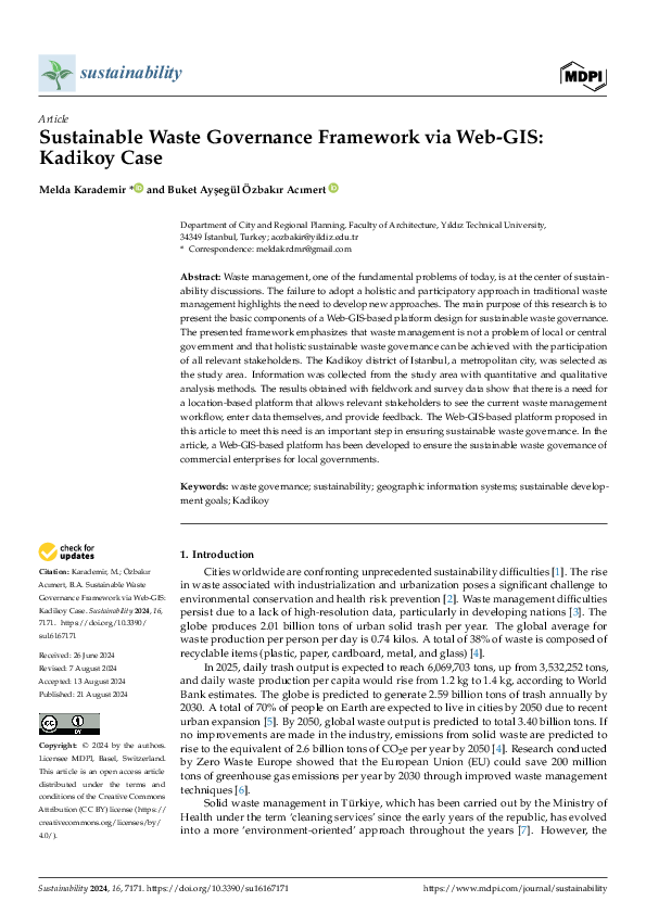 (PDF) Sustainable Waste Governance Framework via Web-GIS: Kadikoy Case