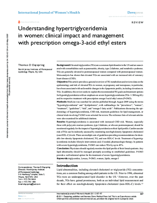 (PDF) Understanding hypertriglyceridemia in women: clinical impact and ...