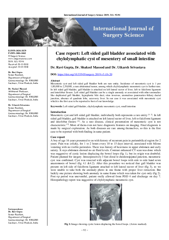 (PDF) Case report: Left sided gall bladder associated with ...