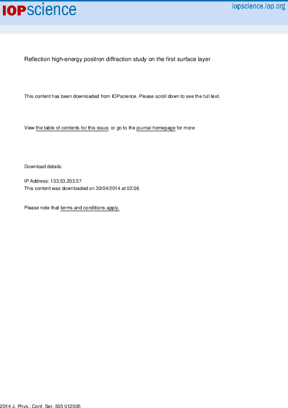 (PDF) Reflection high-energy positron diffraction study on the first ...