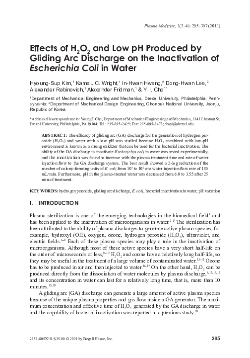 (PDF) Effects of H2O2 and Low pH Produced by Gliding Arc Discharge on ...