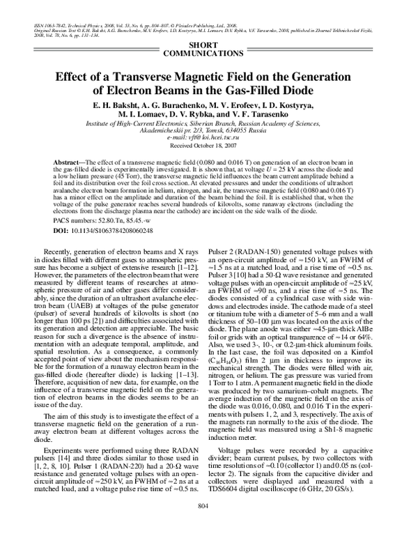 (PDF) Effect of a transverse magnetic field on the generation of ...