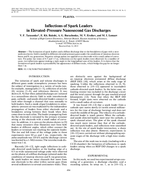 (PDF) Inflections of spark leaders in elevated-pressure nanosecond gas ...