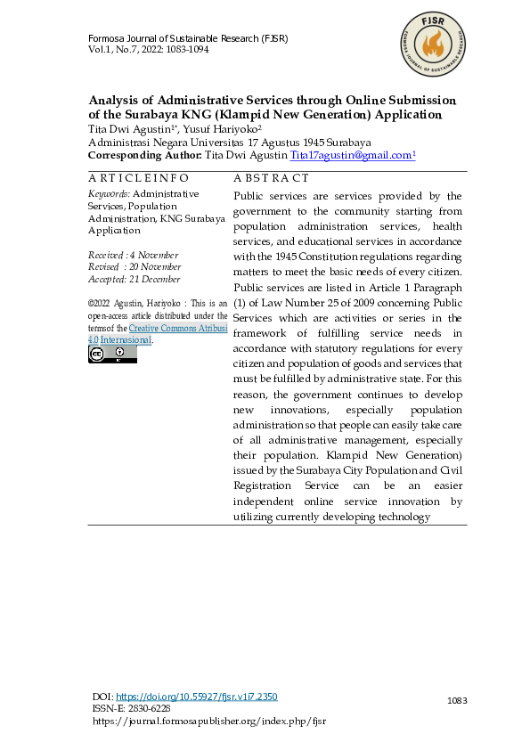 (PDF) Analysis of Administrative Services through Online Submission of ...
