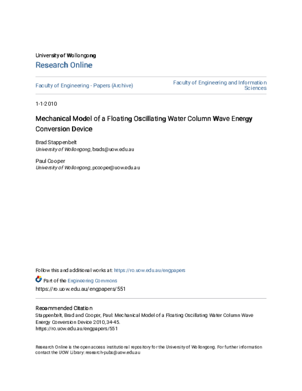(PDF) System identification of a floating oscillating water column wave energy converter