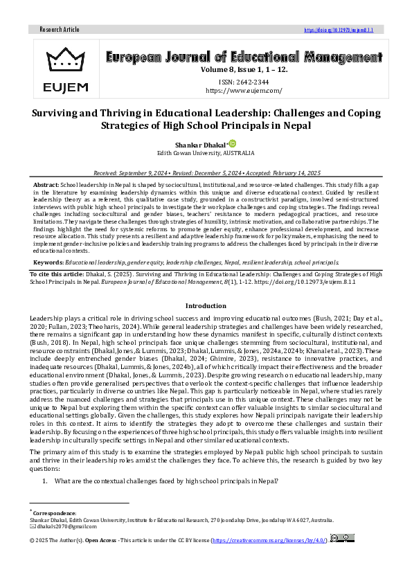 (PDF) Surviving and Thriving in Educational Leadership: Challenges and ...