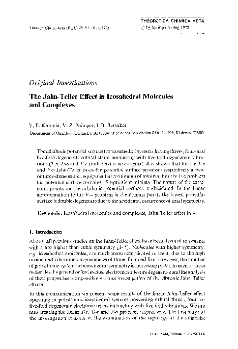 (PDF) The Jahn-Teller effect in icosahedral molecules and complexes