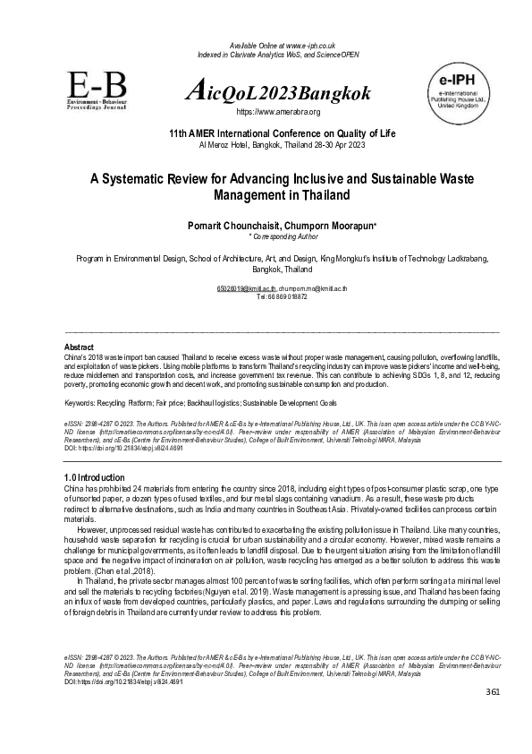 (PDF) A Systematic Review for Advancing Inclusive and Sustainable Waste ...