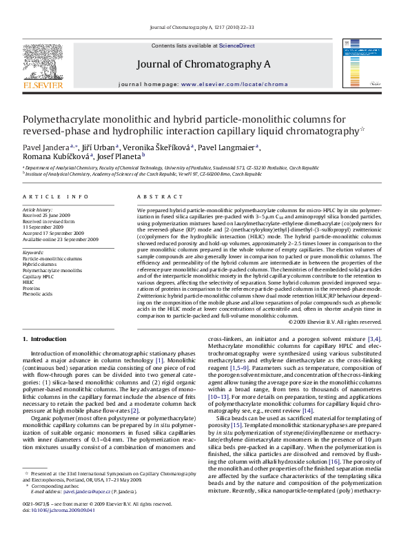 (PDF) Polymethacrylate monolithic and hybrid particle-monolithic ...