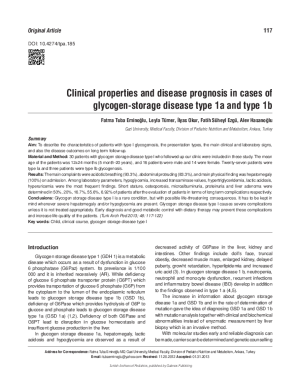 (PDF) Glikojen depo tip 1a ve tip 1b olgularında klinik özellikler ve ...
