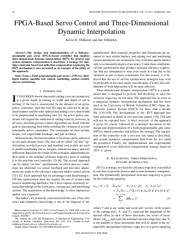 (PDF) FPGA-Based Servo Control and Three-Dimensional Dynamic Interpolation