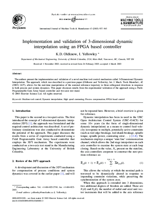 Pdf Implementation And Validation Of 3 Dimensional Dynamic Interpolation Using An Fpga Based