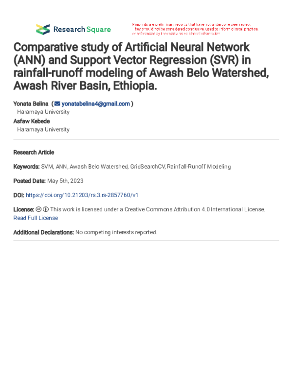 Comparative study of Artificial Neural Network (ANN) and Support Vector Regression (SVR) in ...