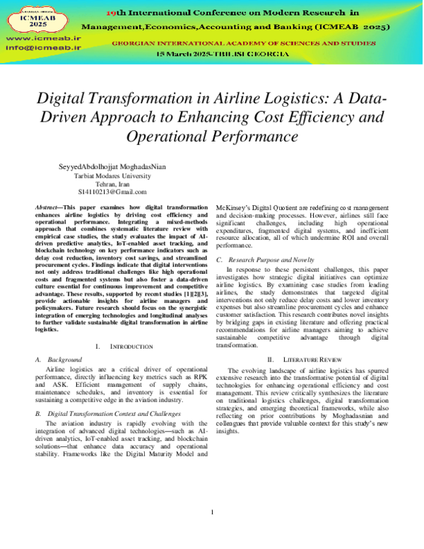 (PDF) Digital Transformation in Airline Logistics: A Data-Driven ...