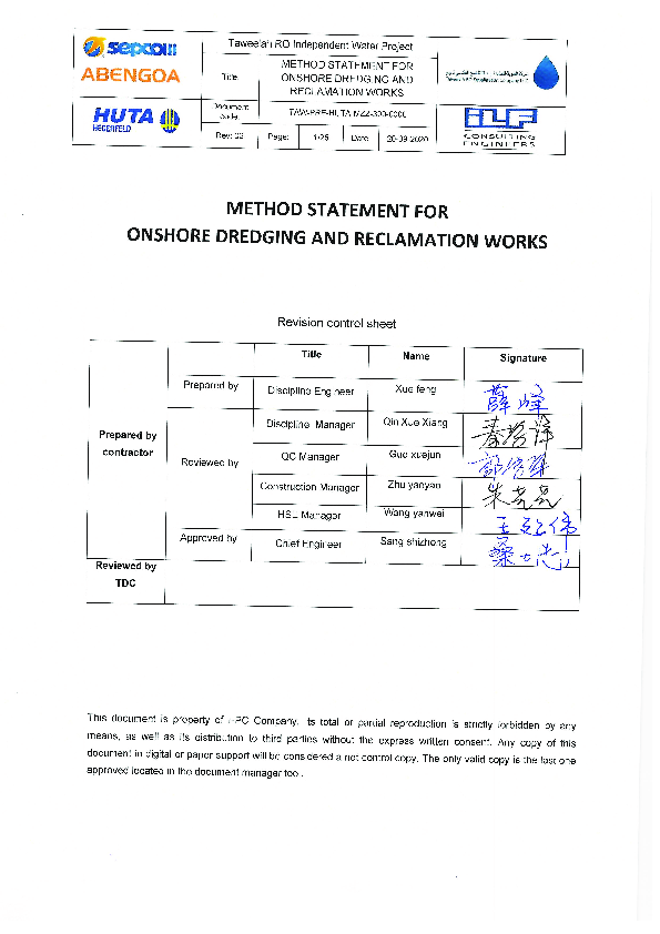 (PDF) MOS for Onshore Dredging and Reclamation works