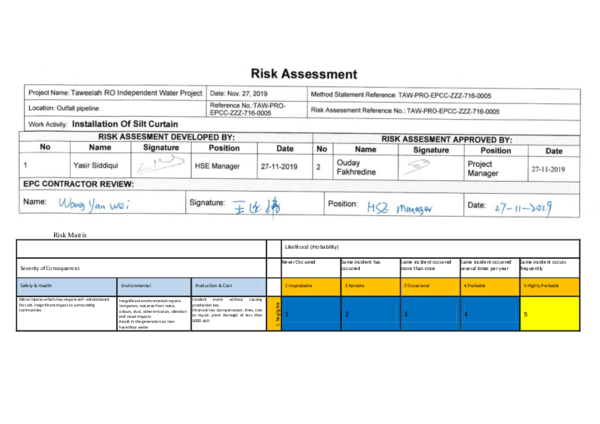 (PDF) Risk Assessment for Silt Curtain for Outfall GRP Pipe