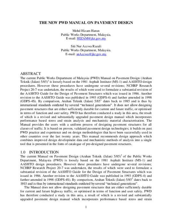 (PDF) The new PWD manual on pavement design