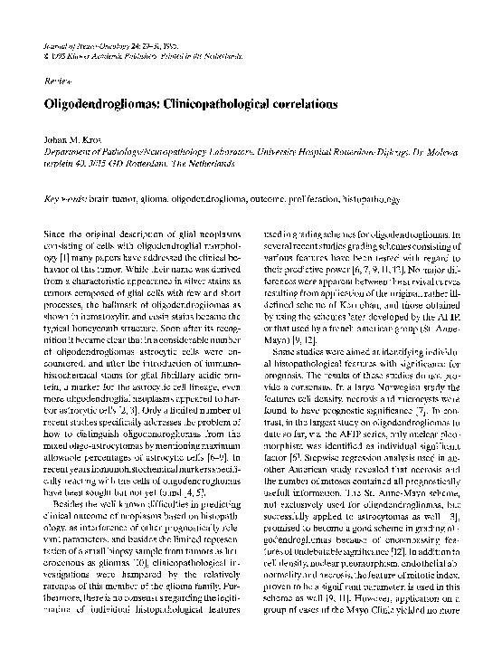 (PDF) Oligodendrogliomas: Clinicopathological correlations