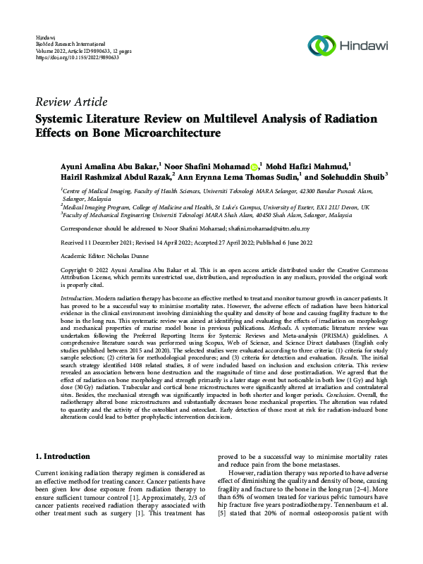 (PDF) Systematic Review on Multilevel Analysis of Radiation Effects on Bone Microarchitecture