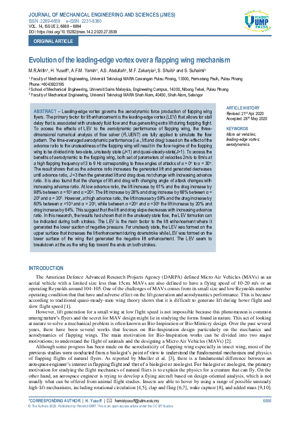 (PDF) Evolution of the leading-edge vortex over a flapping wing mechanism