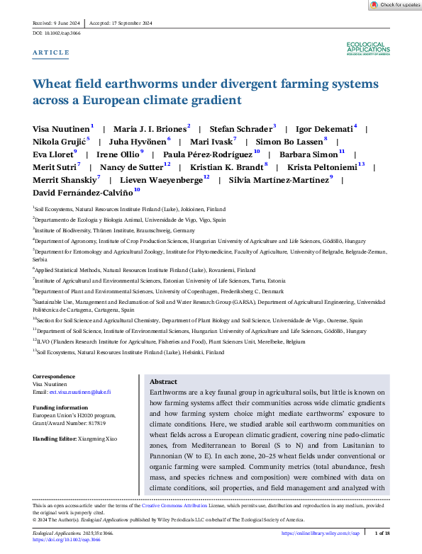 (PDF) Wheat field earthworms under divergent farming systems across a ...