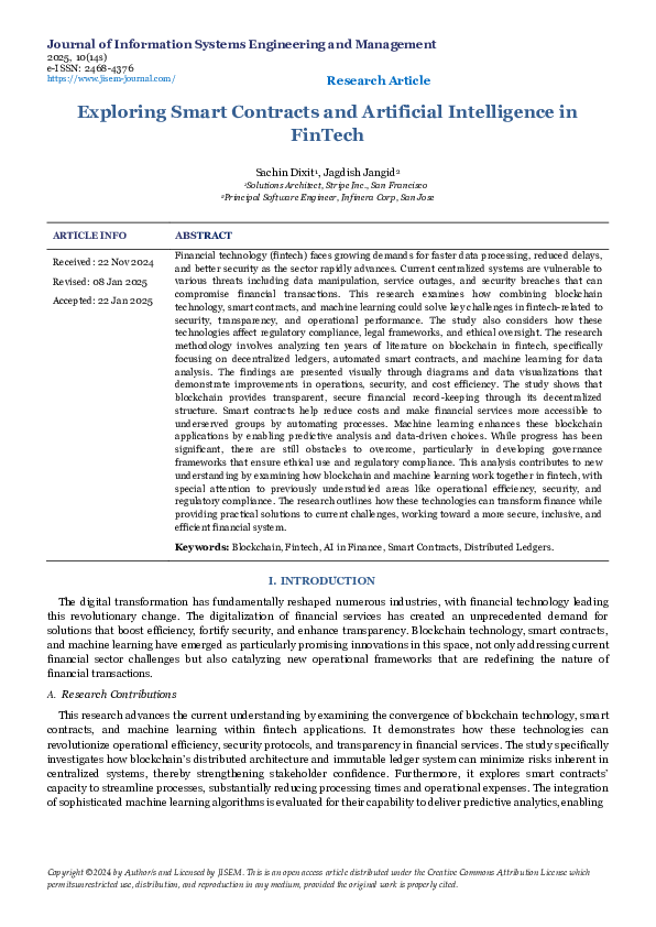 (PDF) Exploring Smart Contracts and Artificial Intelligence in FinTech