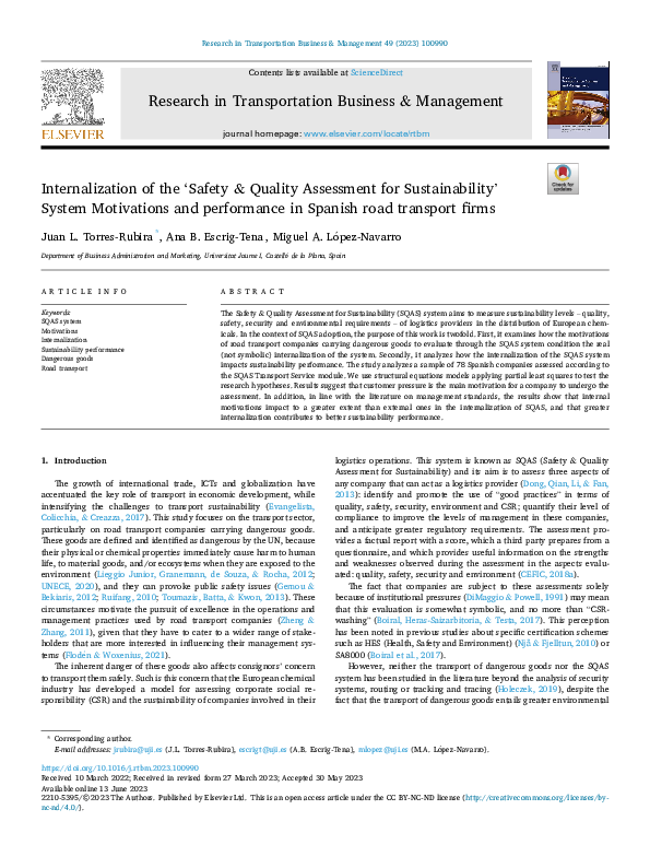 (PDF) Internalization of the 'Safety & Quality Assessment for Sustainability' System Motivations ...