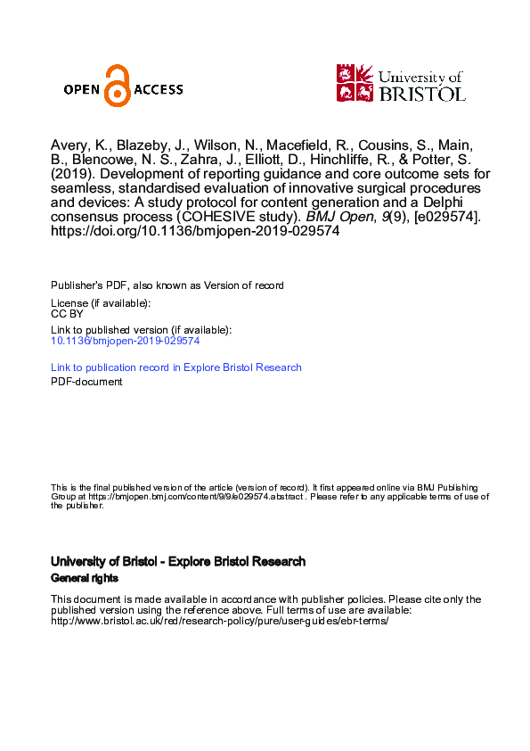 (PDF) Development of reporting guidance and core outcome sets for seamless, standardised ...