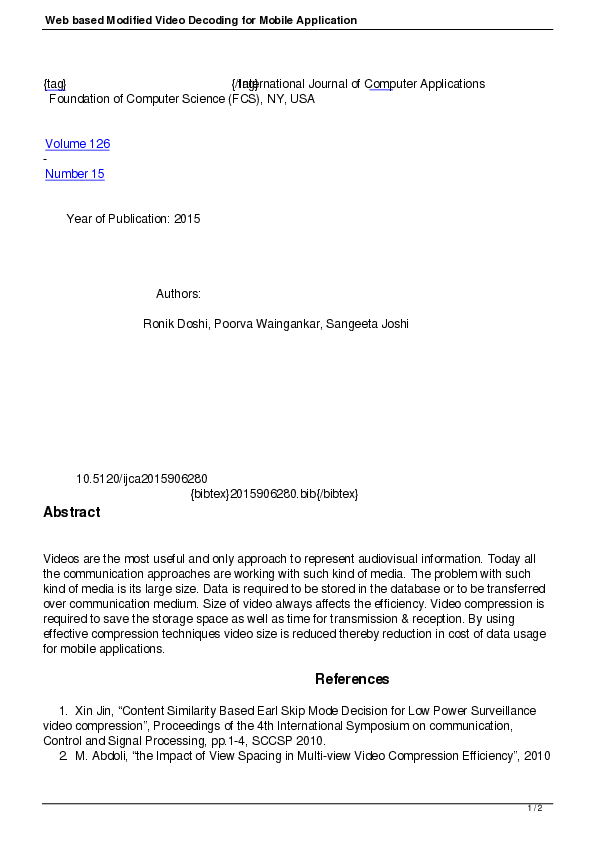 (PDF) Web based Modified Video Decoding for Mobile Application