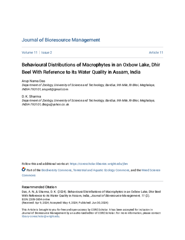 (PDF) Behavioural Distributions of Macrophytes in an Oxbow Lake, Dhir ...