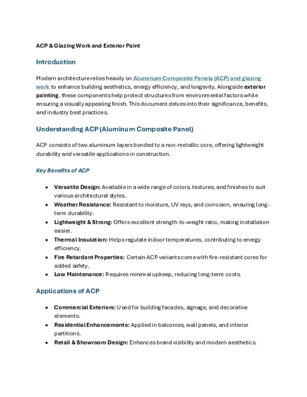 (PDF) ACP & Glazing work and Exterior Paint