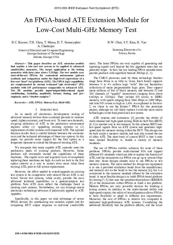 (PDF) An FPGA-based ATE extension module for low-cost multi-GHz memory test