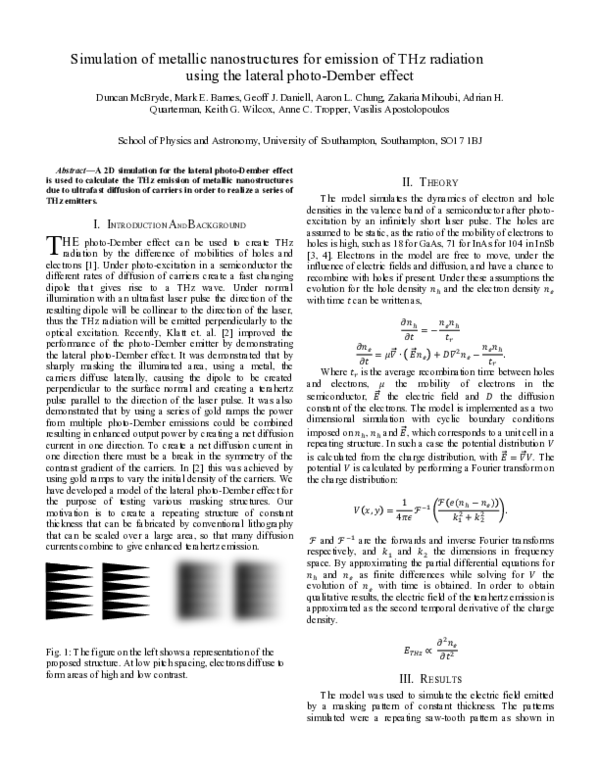 (PDF) Simulation of metallic nanostructures for emission of THz ...
