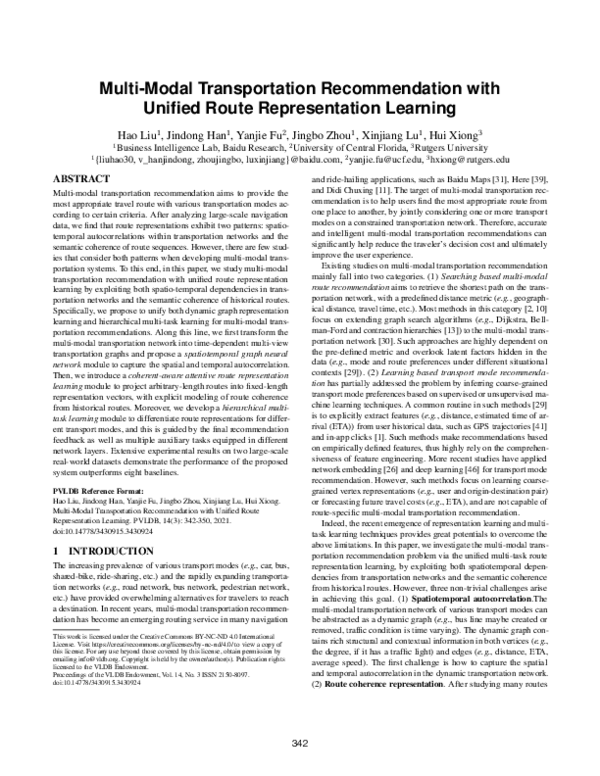 (PDF) Multi-modal transportation recommendation with unified route ...
