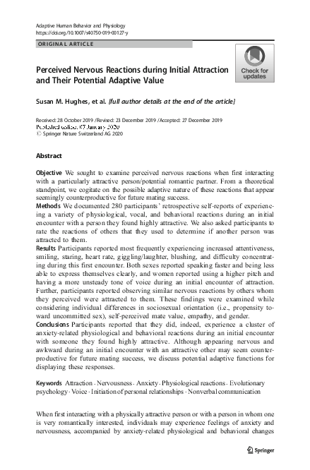 (PDF) Perceived Nervous Reactions during Initial Attraction and Their ...