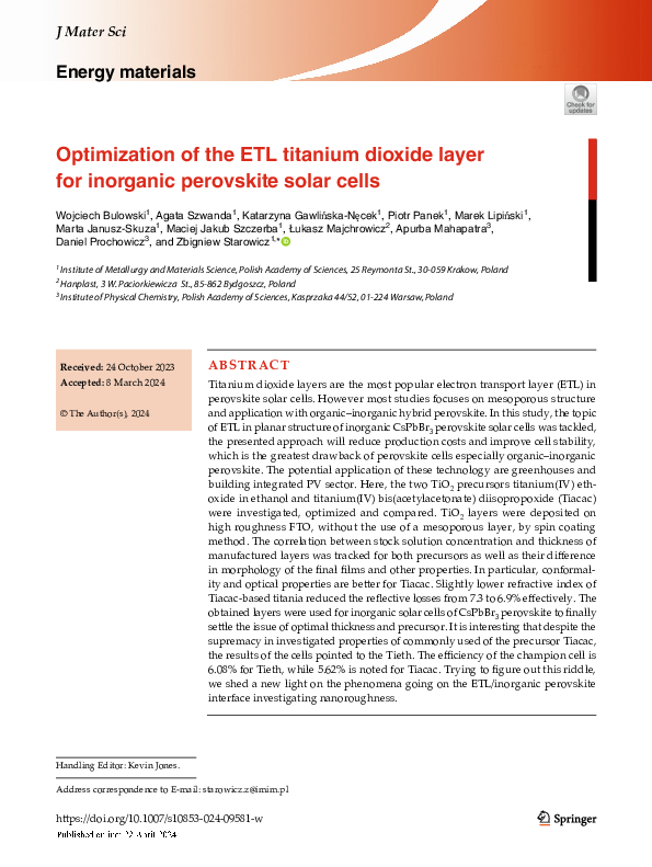 (PDF) Optimization of the ETL titanium dioxide layer for inorganic ...