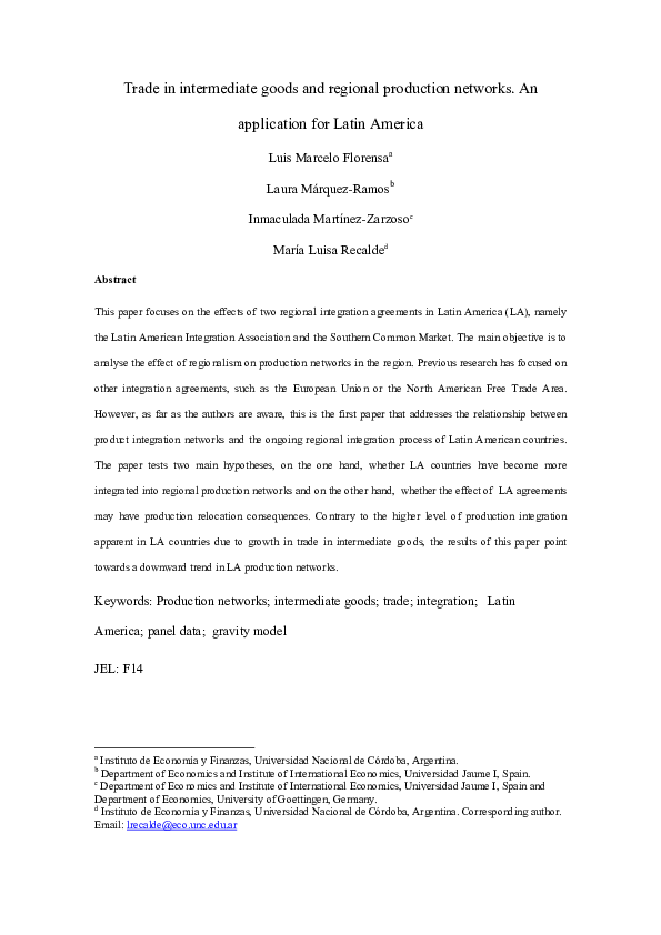 (PDF) Trade in intermediate goods and regional production networks. An ...