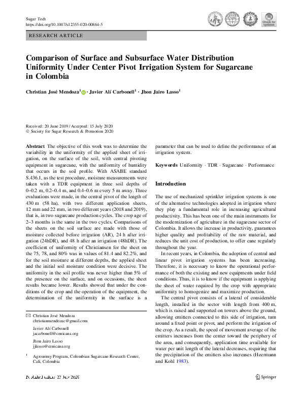 (PDF) Comparison of surface and subsurface water distribution ...