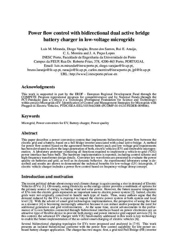 Pdf Power Flow Control With Bidirectional Dual Active Bridge Battery Charger In Low Voltage