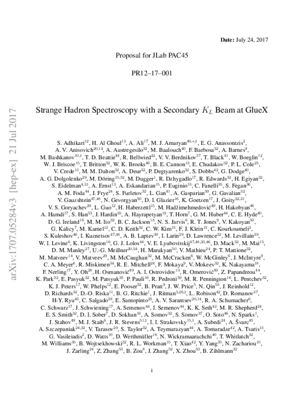 (PDF) Strange Hadron Spectroscopy with a Secondary KL Beam at GlueX