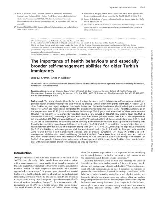 (PDF) The importance of health behaviours and especially broader self ...