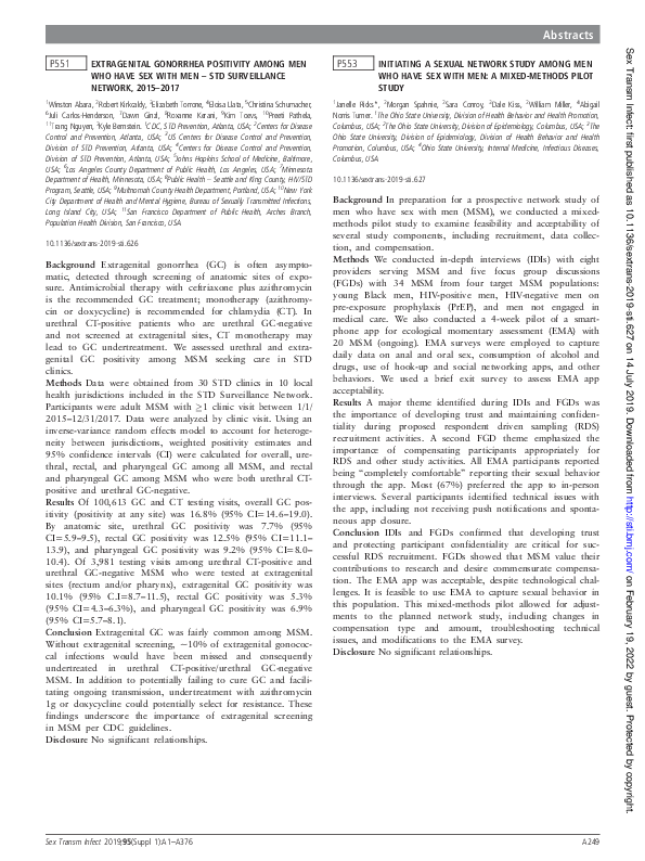 (PDF) P553 Initiating a sexual network study among men who have sex with men: a mixed-methods ...